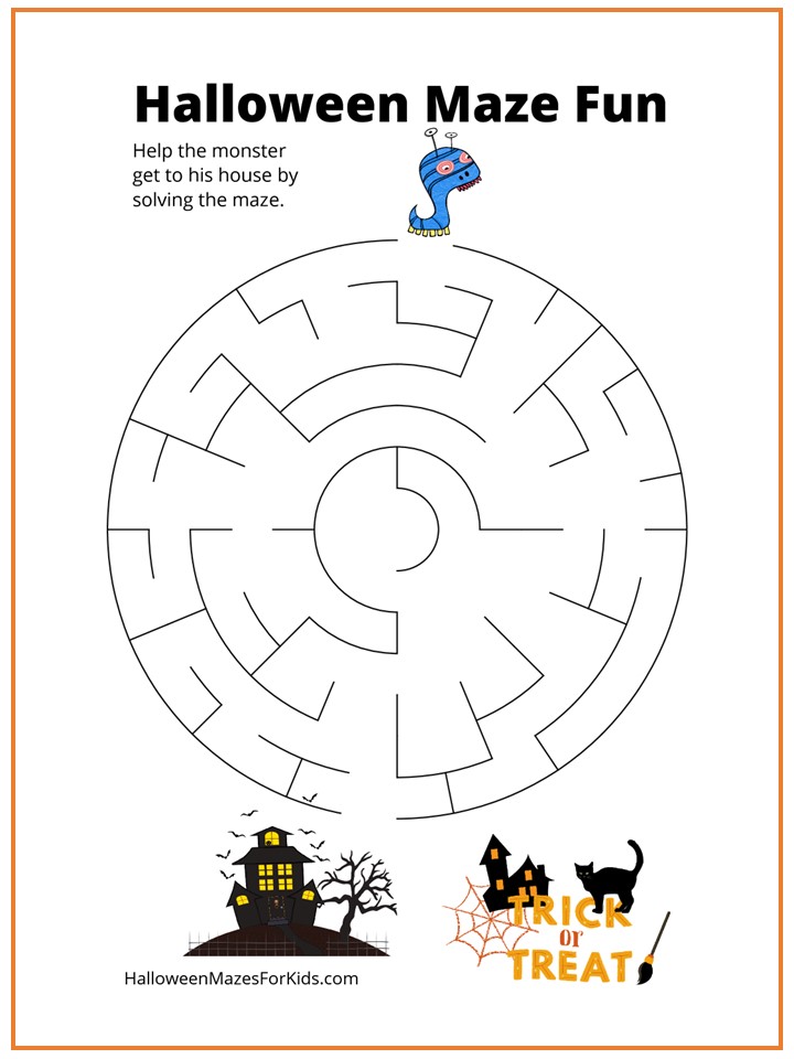 Blue Monster Halloween Maze for Kids
