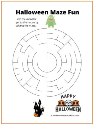 Green Furry Monster Halloween Maze - Halloween Mazes for Kids