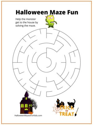 Green Monster Halloween Maze - Halloween Mazes for Kids