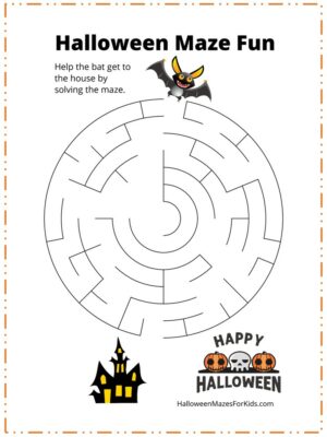 Halloween Bat Maze for Kids - Halloween Mazes for Kids