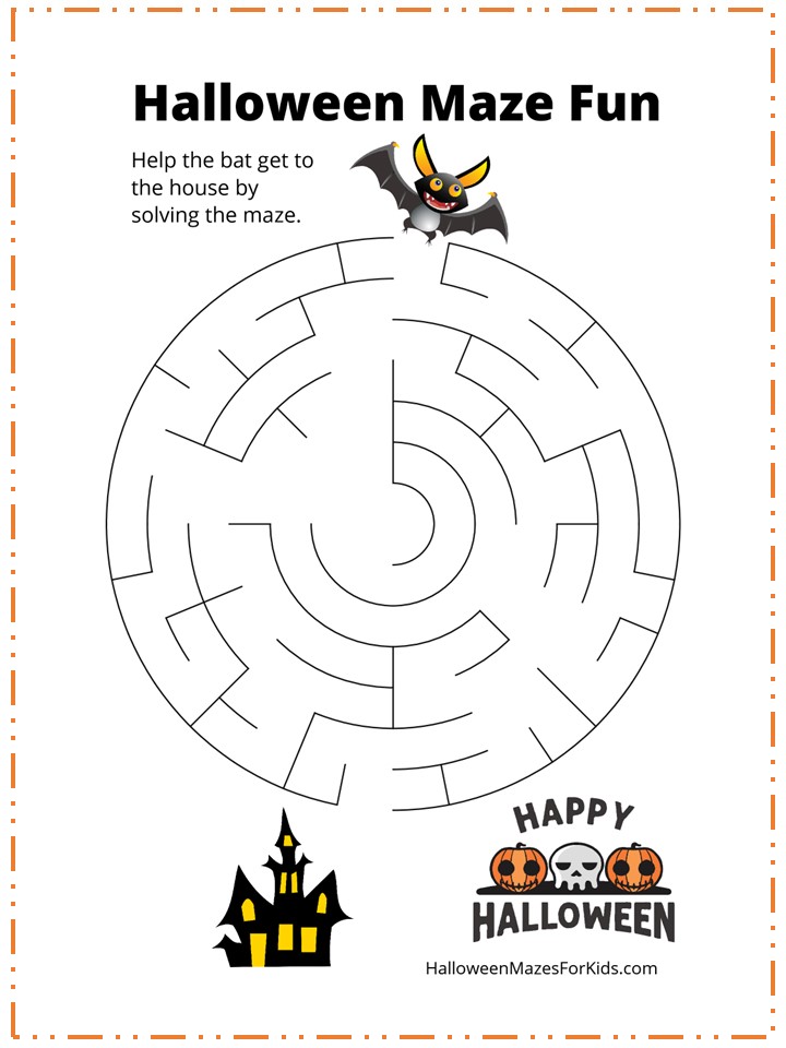 Halloween Bat Maze for Kids - Halloween Mazes for Kids