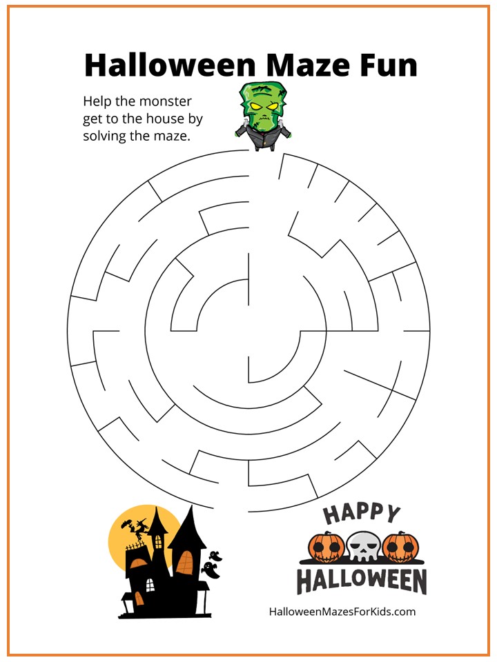 Little Frankenstein Halloween Maze - Halloween Mazes for Kids