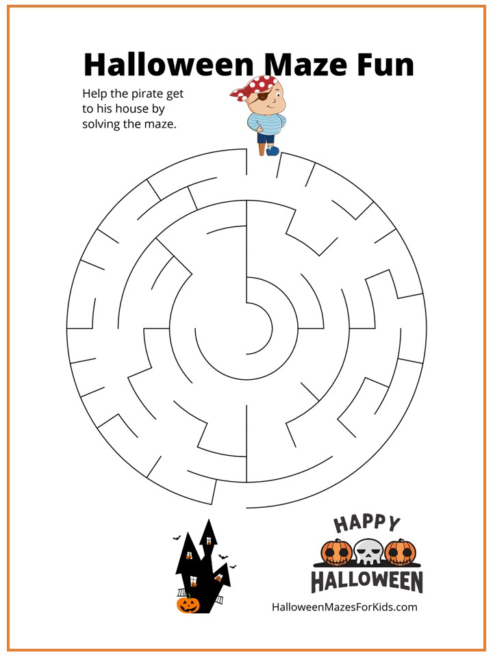 Pirate Halloween Maze for Kids - Halloween Mazes for Kids