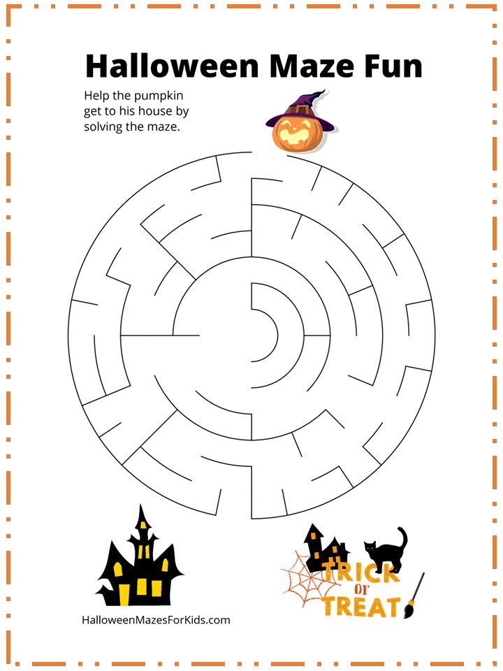 Pumpkin Halloween Maze for Kids - Halloween Mazes for Kids