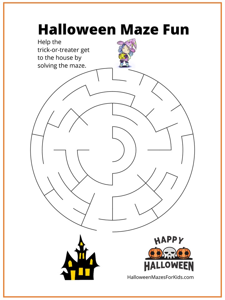 Witch Halloween Maze For Kids - Halloween Mazes for Kids